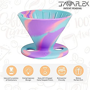 Qullai The Original JavaFlex Premium Foldable Silicone Pour Over Coffee Maker and Storage Pouch. Uses #2 V60 Cone Coffee Filters