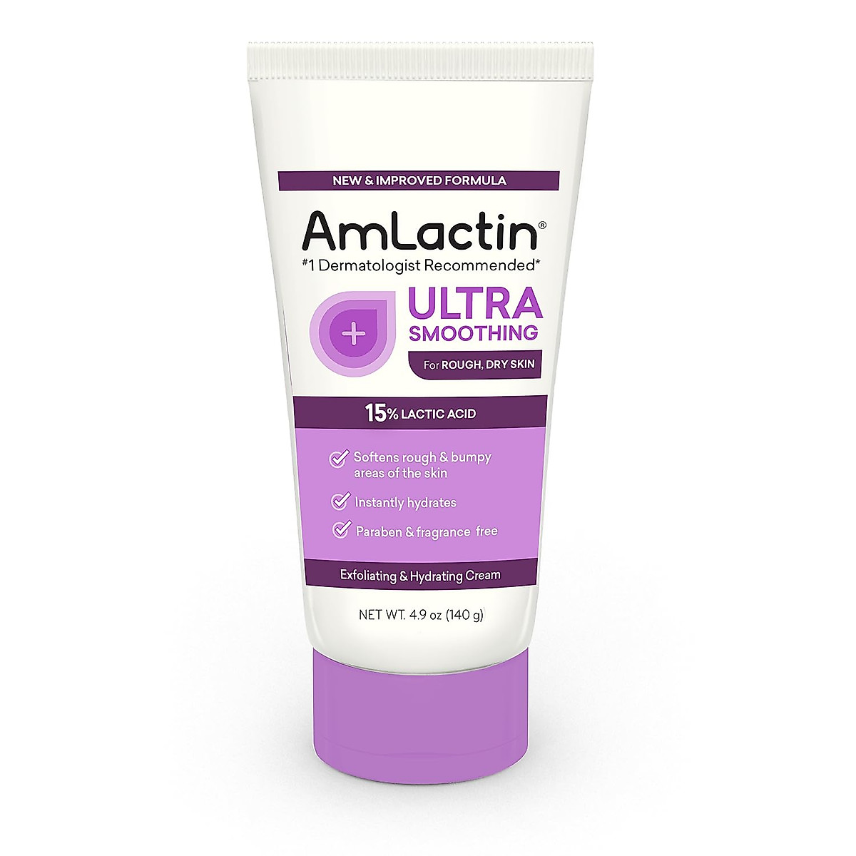 AmLactin Ultra Smoothing - 4.9 oz Body & Hand Cream with 15% Lactic Acid - Exfoliator and Moisturizer for Rough and Bumpy Dry Skin (Packaging May Vary)