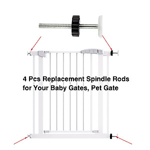 Pet Gates Spindle Rods 8mm(M8) - Replacement Parts Threaded Screw Bolts Hardware Kit Wall Protector for Baby Pressure Mounted Safety Door & Pet Stair Gates (Black, M8 9CMLong)