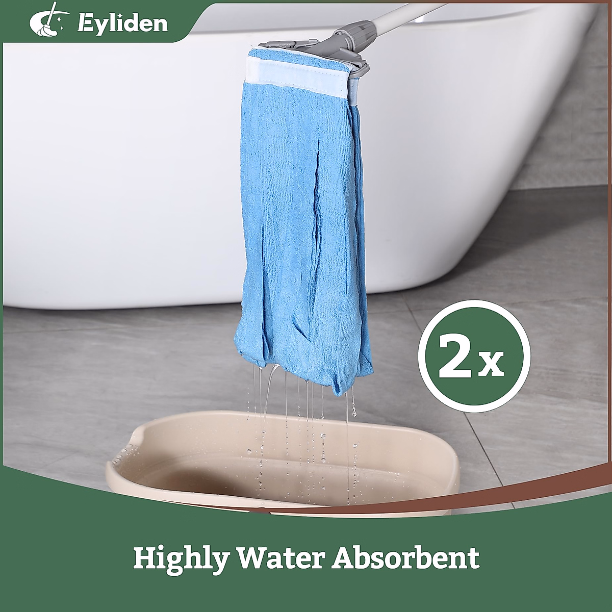 Eyliden 4 Pack Commercial Mop Head Replacement, Heavy Duty Tube Microfiber Mops for Floor Cleaning, Universal Looped End Absorbent Mop Head Refills for Home, Industrial School (43oz)