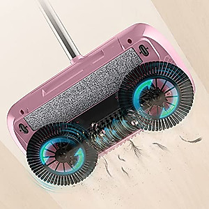 Hand Push Intelligent Sweeper - Household Lazy Foldable Three-in-one Suction Sweeper Cleaning Machine Floor Sweeper, Soft Rough Brush + Microfiber Mop, for Hardfloor, Tile, Apartments, Offices