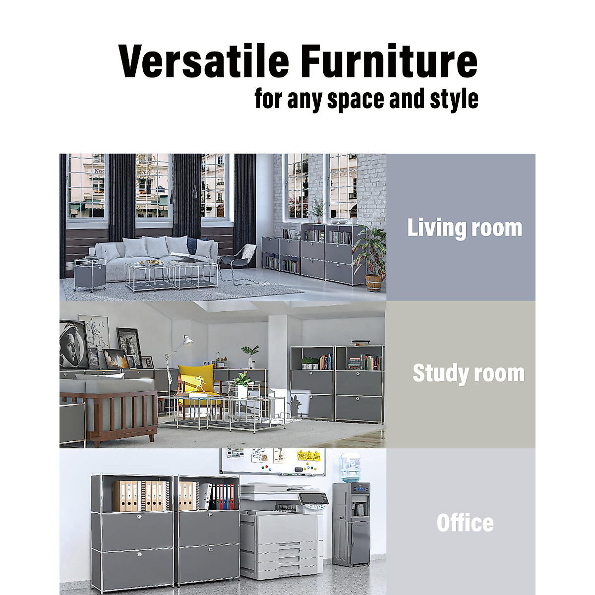 Simplink Metal Shelf with 2 Flap Doors, Large Capacity Cabinet,DIY Modern Home Furnishing,Perfect for Home, Office, Kitchen, Hallway,Foyer (Grey)