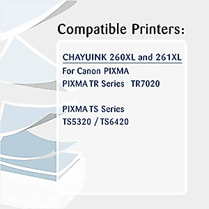 CHAYUINK 260XL Black Ink Cartridge Replacement for Canon PG 260 260-XL High Yield Inkjet Printer Cartridges Compatible with PIXMA TR7020 TS5320 TS6420 (Black-1pk)