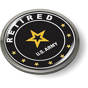 [Officially Licensed Product] - Retired U.S. Army Star Design 3D Domed CAR Emblem Badge Sticker Chrome Plastic Round Bezel