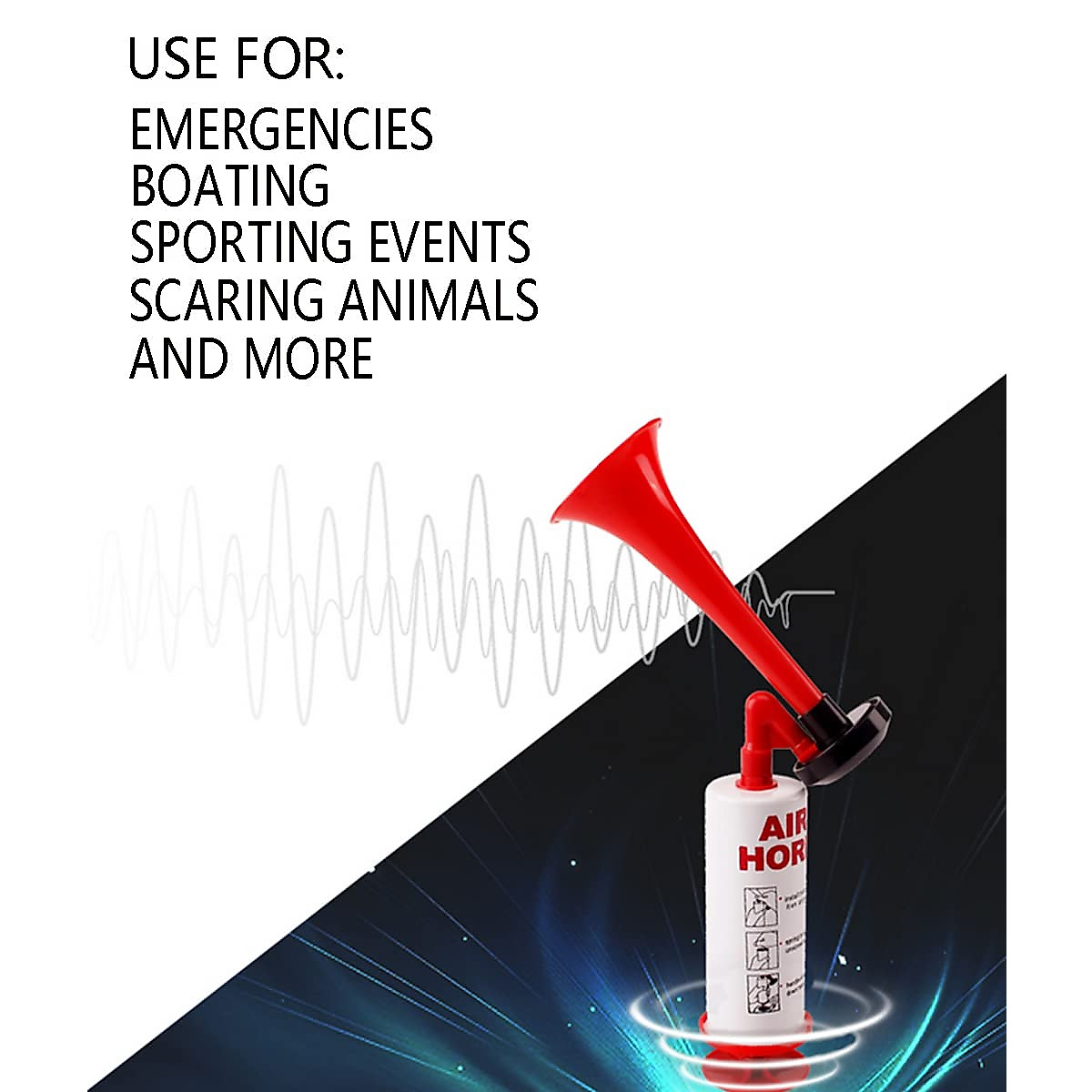 Handheld Air Horn, BANHAO Aluminum Loud Noise Maker Safety Boat Car Sports Events Handheld Air Pump Horn Loud Safety Horn for Boats