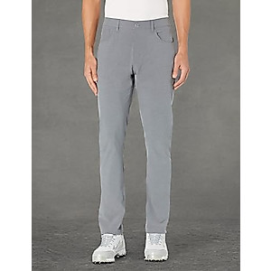 PGA TOUR Men's Flat Front Comfort Stretch 5 Pocket Golf Pant, Dk Grey Heather, 38W x 32L