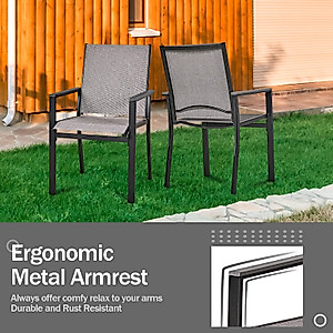 MEOOEM Patio Dining Chairs Set of 2, Outdoor Patio Chair Textilene Metal Chairs Weather Resistant Modern Furniture for Garden Backyard