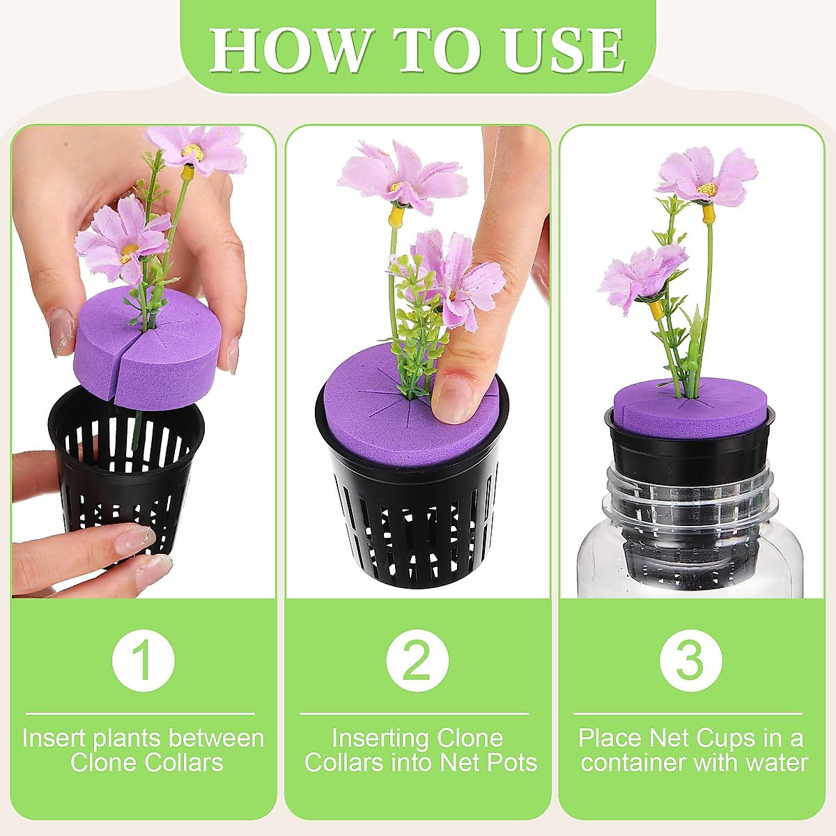 Layhit 120 Sets Clone Collars Neoprene Cloning Collar Inserts 8 Colors 2 Inch Net Pots for Hydroponics Net Cup Pots Hydroponic pots Seed Germination kit for Net Pots Hydroponics Aeroponics