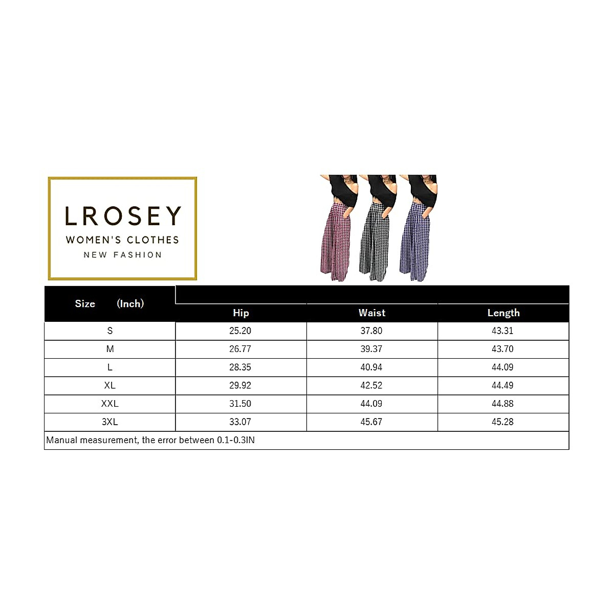 LROSEY Polka Dot Palazzo Pants for Women with Slant Pocket Pleat Wide Leg Straight Trousers