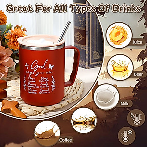 Nitial 6 Pcs 17 oz Christian Coffee Mugs with Lid and Straw Religious Bible Verse Christian Gifts Insulated Inspirational Bible Affirmations Tumbler for Friend Men Women Favor (Multicolor)