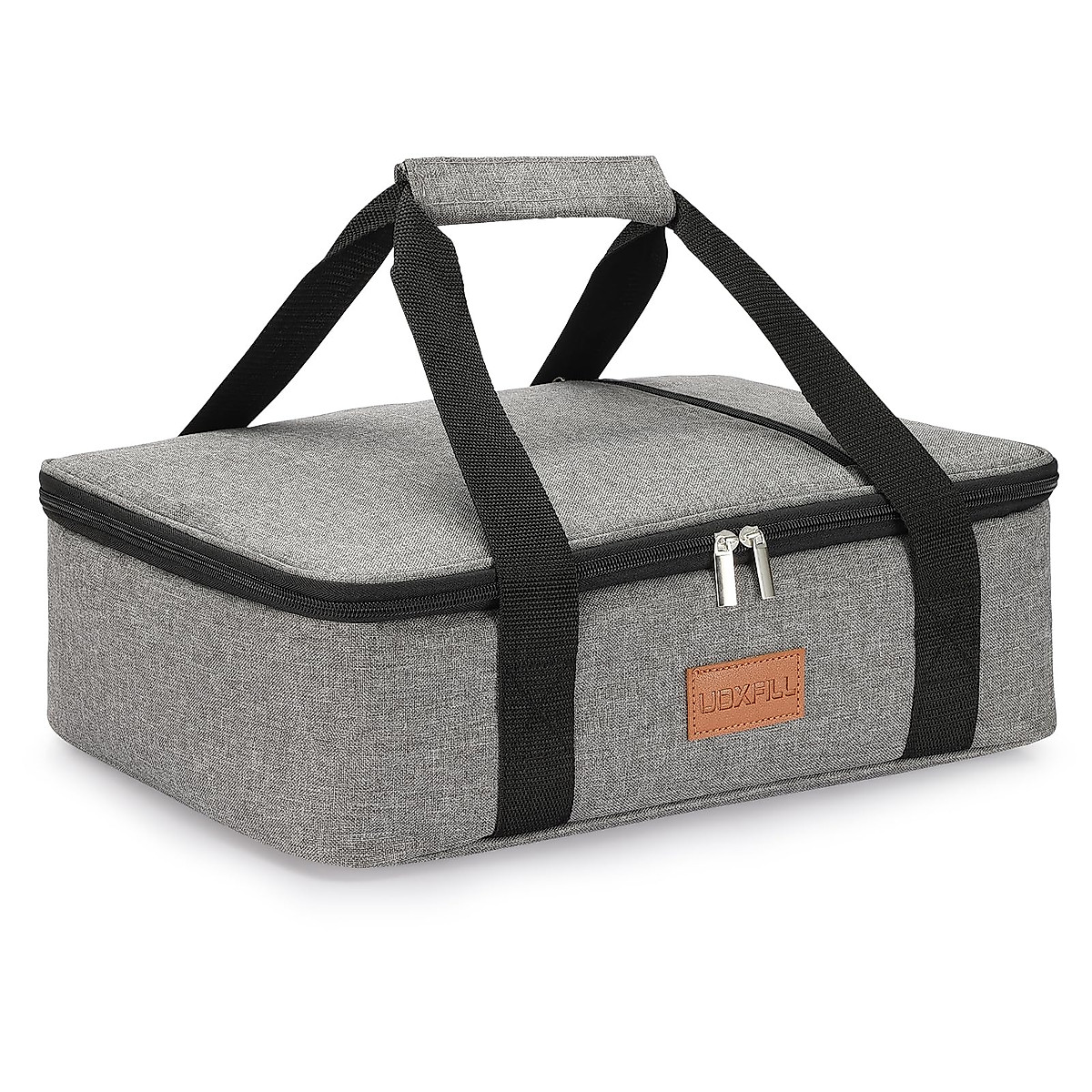 Uoxfill Lunch Bag Insulated Thermal Food Carrier Insulated Casserole Carrier for Hot or Cold Food,Insulated Tote Bag for Potluck Cookouts Parties Picnic, Lasagna Lugger,Fits 9"x13" Baking Pan,Gray