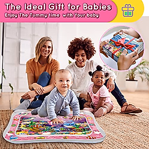 Infinno Tummy Time Water Mat for Babies, Baby Toys for 3 6 9 Months Girls and Boys Sensory Development, Pink Dolphin Style and Yellow Octopus Style