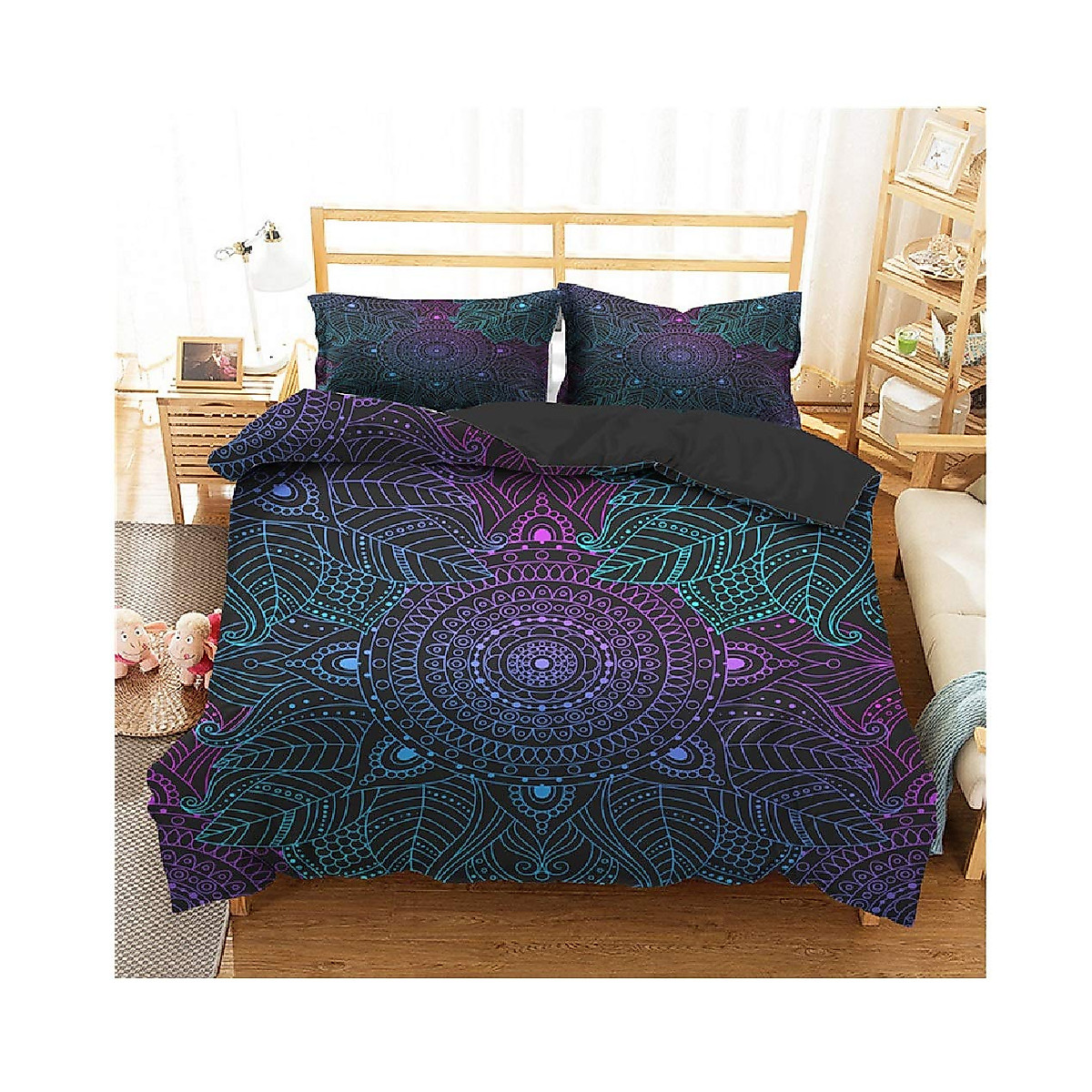 Bedding Set 3D Printed King Duvet Cover Bohemian Mandala Home Textiles for Adults Bedclothes with Pillowcase Bed Sheet Queen Quilt Cover (US King)