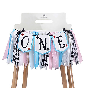 Alice in Wonderland Highchair Banner for 1st Birthday Alice in Wonderland Birthday Party Decorations, 1st Birthday Girl Decoration, Highchair Banner 1st Birthday Girl, Birthday Photography