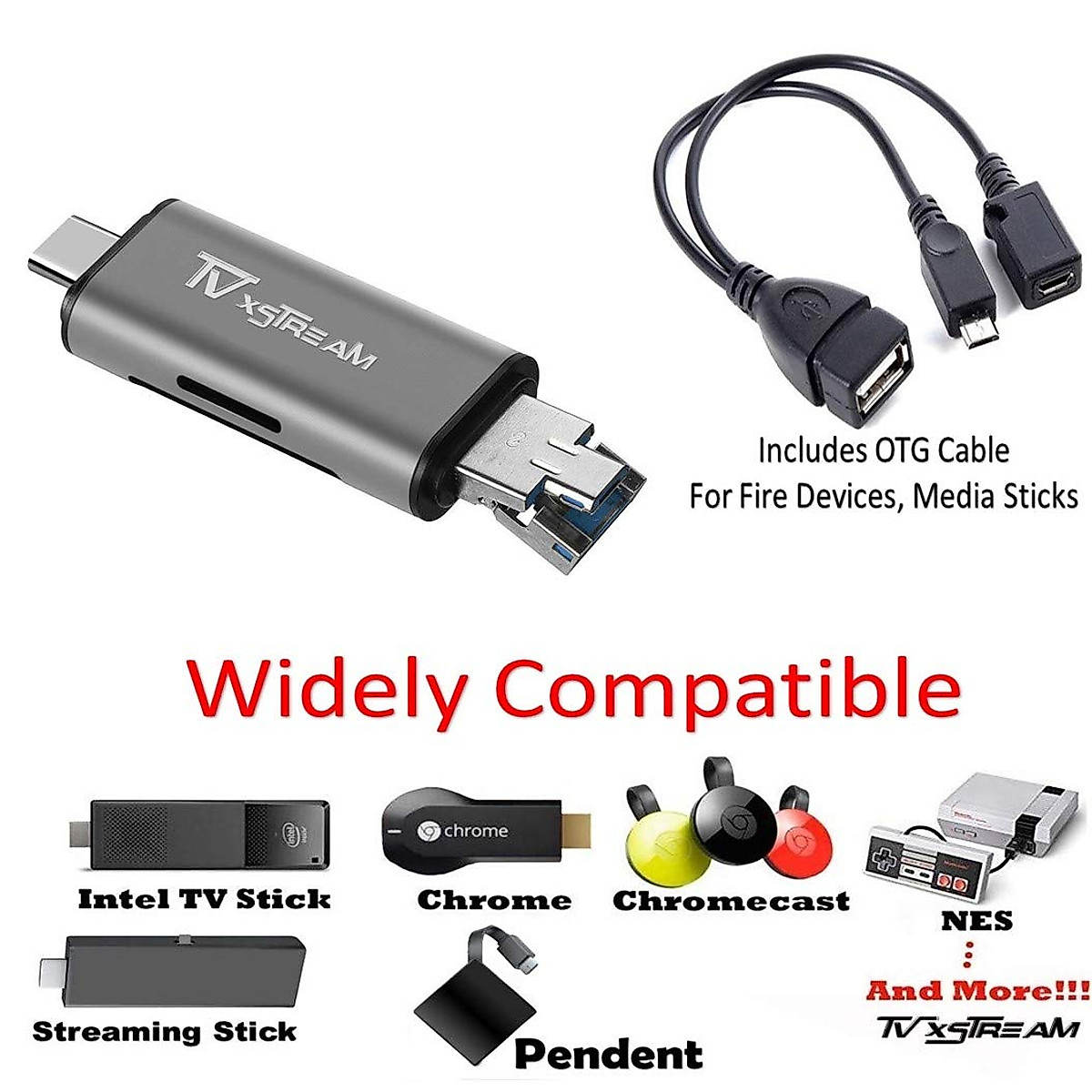 SD Card Reader, Storage Expansion OR File Transfer KIT for FIRESTICKS, Media Devices, Gaming Systems, 3-in-1 USB 2.0 / USB C/Micro USB Card Reader - SD Card, Micro SD, Includes OTG Cable