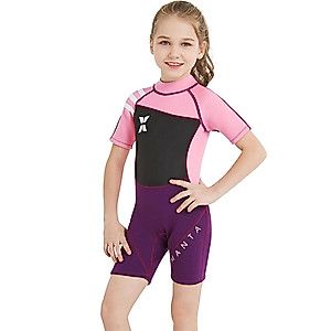 Neoprene Swimsuit Girls Boys 2.5mm Thickness Premium Short or Long Back Zipper One Piece Thermal UV Protection Youth Swim Wetsuit