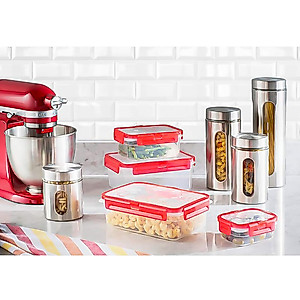 Quality 4pc Stainless Steel Canister Set for Kitchen Counter with Glass Window & Airtight Lids, Food Storage Containers, Pantry Storage & Organization Set for Coffee, Flour, Pasta, Rice, Spices, Herbs