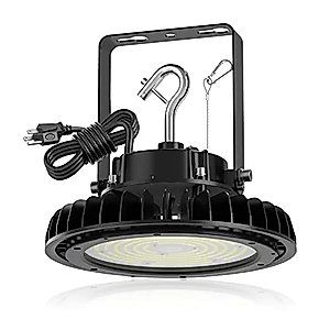 Adiding LED High Bay Light 200W, 34000LM Bright UFO LED Workshop Light 170LM/W AC100-277V 5000k Daylight UL DLC Listed with 6.56' Cable, Adjustable Bracket, Hanging Hook, Safe Rope for Shop, Gym, Barn