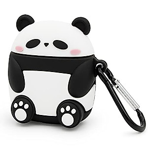 YONOCOSTA Cute Airpods Case, Airpods 2 Case, Panda 3D Animals Funny Cartoon Full Protection Shockproof Soft PVC Charging Case Cover with Keychain for Girls Boys Women Children