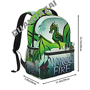 DUAHUAZAI Kid's Backpack Wings Dragon Fire School Bag For Girls Men Laptop Daypack Hiking Lightweight Book Bags