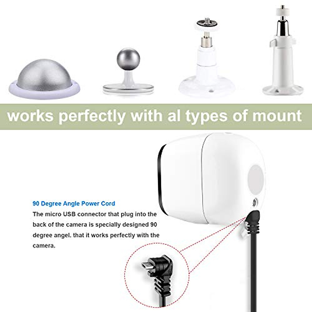 JESSY 10 Feet Weatherproof Outdoor Power Cable for Arlo Pro and Arlo Pro 2 with Quick Charge 3.0 Power Adapter Compatible with Arlo Pro,Arlo Pro 2,Arlo Go and Arlo Security Light (Charger and Cord)