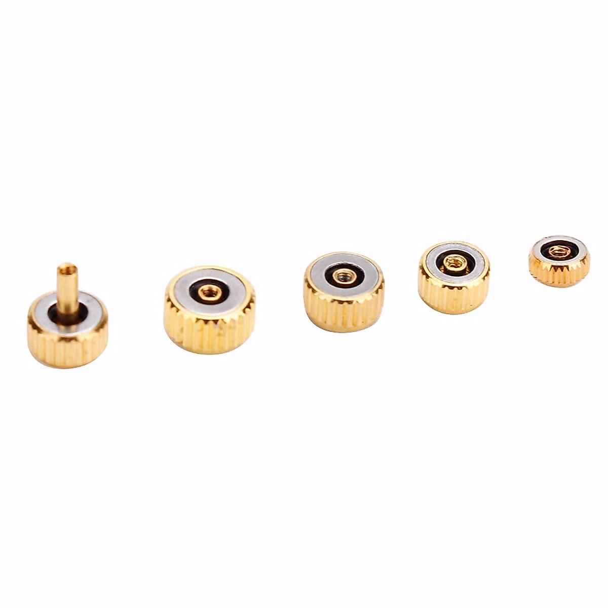 Watch Crown and Stem Set, Stainless Steel Watch Crown Spring Spare Parts Assorted Kit Watch Repair Tool Replacement Accessories with Storage Box, for Watchmaker Watch Repairing