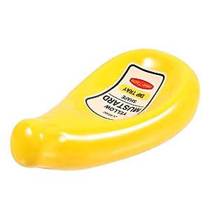 NUOBESTY Ceramic Soy Dipping Bowl Creative Tomato Ketchup Bottle Shaped Sauce Seasoning Dish Porcelain Mustard Serving Plate Dinnerware For Home Restaurant (Yellow)