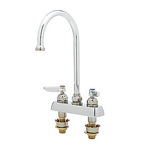 T&S Brass B-1141-XS B-1141-Xs, Workboard Faucet, Deck Mount, 4-Inch Centers, Swivel Gooseneck, Lever Handles, 2-Inch Shanks, Chrome