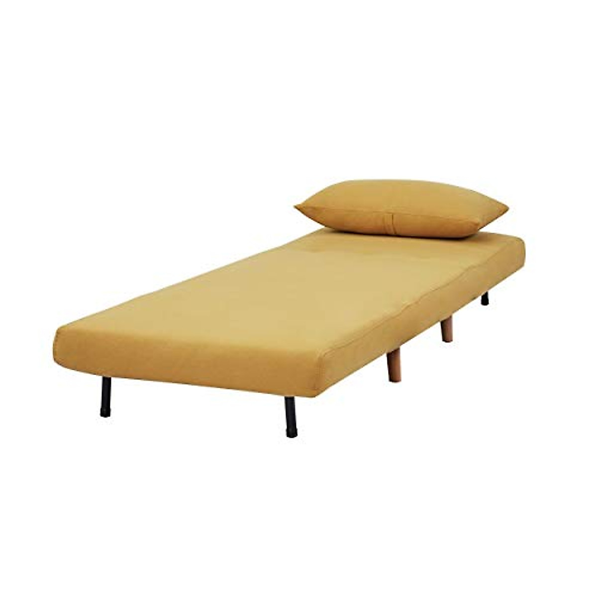 GIA Tri-Fold Convertible Polyester Sofa Bed Chair with Removable Pillow and Legs, Yellow 1 pack