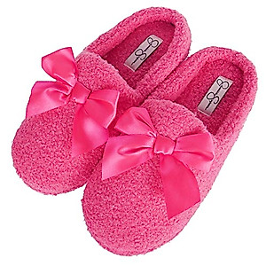 Jessica Simpson Women's Plush Marshmallow Slide on House Slipper Clog with Memory Foam, Fuschia, Small