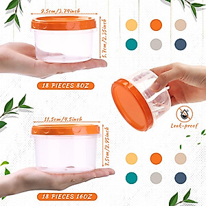 Tioncy 36 Pack Texture Freezer Storage Containers with Lids Reusable Twist Top Plastic Food Containers Round Wide Mouth Lunch Jars Freezer Deli Containers (8 oz, 16 oz)