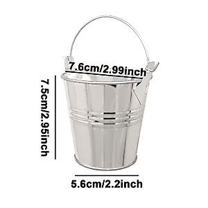 Honbay 2PCS Mini Silver Metal Buckets Tin Pail Containers Decorative Buckets with Handle for Candy Snack and Small Plant