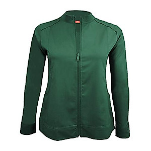 Natural Uniforms M&M Scrubs Women's Ultra Soft Front Zip Warm-Up Scrub Jacket (Medium, Hunter Green)