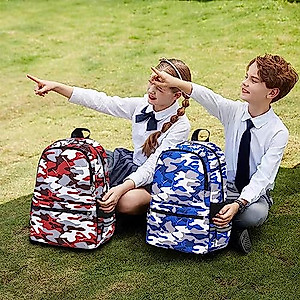 DSIUE Backpacks for Boys School Bags for Kids Elementary Bookbag and Lunch Box Set Camo Red