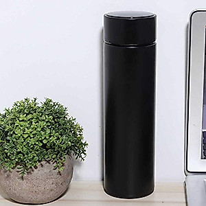 Oumefar Water Bottle, Travel Mugs, Smart Vacuum Flask Thermos Water Bottle with LED Digital Touch Screen, Thermos Cup Vacuum Flask 500ml Stainless Steel for Drinks (Matte black temperature cover)