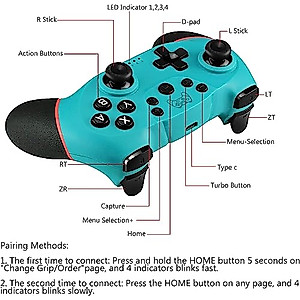 Diswoe Controller for Switch, Wireless Pro Controller for Switch/Switch Lite/Switch OLED, Remote Gamepad with Joystick, Adjustable Turbo Vibration, Ergonomic Non-Slip - Blue