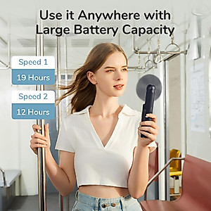 JISULIFE Handheld Mini Fan, 3 IN 1 USB Rechargeable Portable Fan [12-19 Working Hours] with Power Bank, Flashlight, Pocket Design for Travel/Summer/Concerts/Lash, Gifts for Women (Dark Blue)