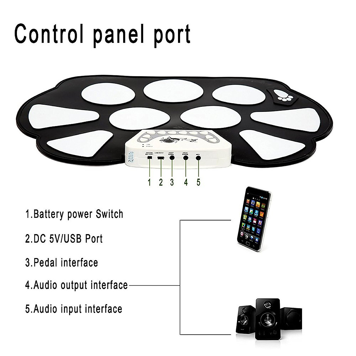 Artempo Portable Roll Up Drum Electronic Drum Pad with Drum Sticks – Foldable, USB MIDI Connection, Record Function
