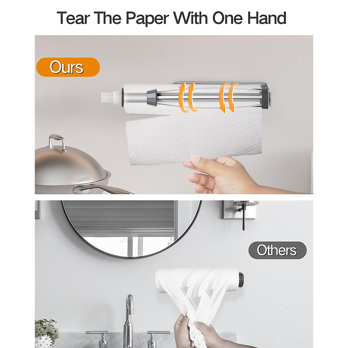 Magnetic Paper Towel Holder,Paper Towel Holder with Spray Bottle,Paper Towel Holder Under Cabinet with Strong Magnetic Backing and Self-Adhesive for Kitchen Refrigerator Grill RV