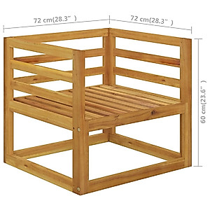 vidaXL Patio Lounge Set 7 Piece, Sectional Sofa for Outdoor Garden, Patio Furniture with Cushion, Coffee Table, Modern Style, Cream Solid Acacia Wood