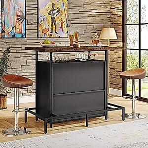 Buy Tribesigns Industrial Home Bar Unit – Vintage Brown