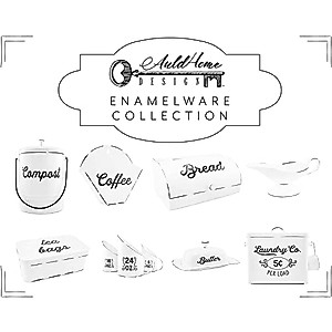 AuldHome Farmhouse Tea Bag Box (White), Vintage Retro Style Enamelware Tea Storage Tin