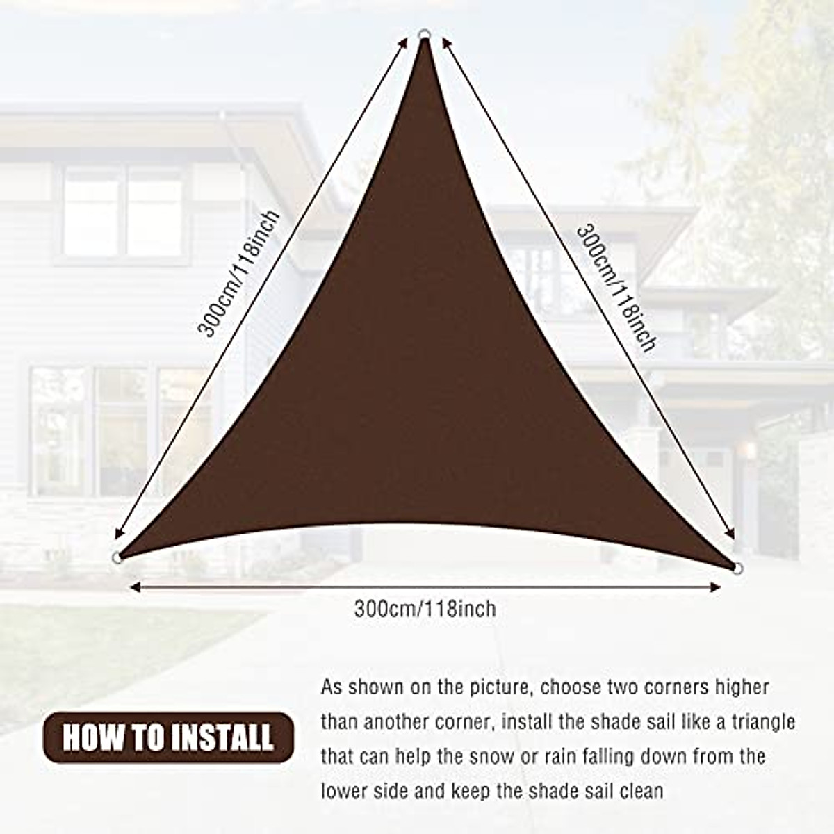 Number-one Sun Sail Shades, 9.8x9.8x9.8ft Sun Shade Sail Triangle/Waterproof 160GSM UV Block Sail Canopy, Sun Shade Sail Canopy for Patio Backyard Lawn Garden Deck Sand Camping or Outdoor Activities
