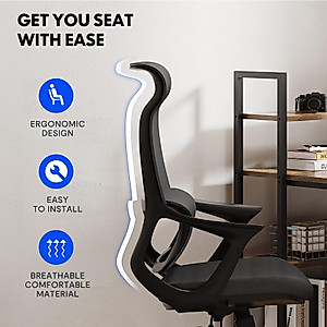 FLEXISPOT Comfy Office Chair Wide Seat Cushion Ergonomic Office Chair with Dynamic Adjustable Lumbar Support Big and Tall Office Desk Chair Comfy Chair for Home Office OC2 (Black)