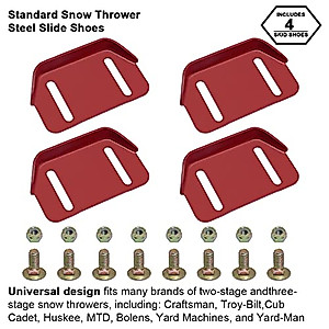 YiaChuii Snow Blower Skid Plate Shoes for MTD OEM-784-5580, 4 PCS Black Height Adjust Skid Shoe with Mounting Hardware Replace for 784-5580-0637 Snow Throwers (RED)