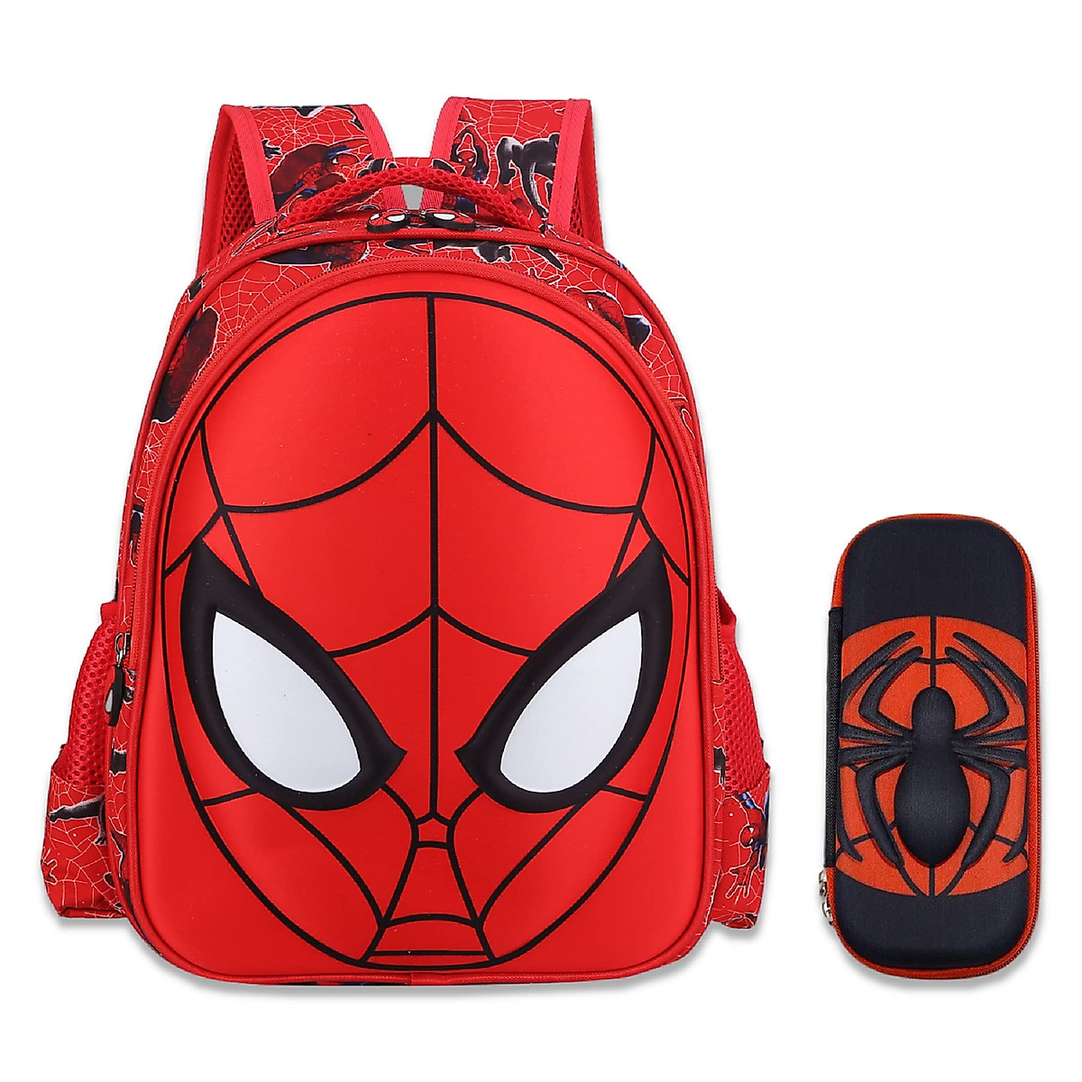 2Pcs Backpacks, 3D Printed Cute Cartoon Bags, Durable Waterproof Travel Daypack 14 Inches Red