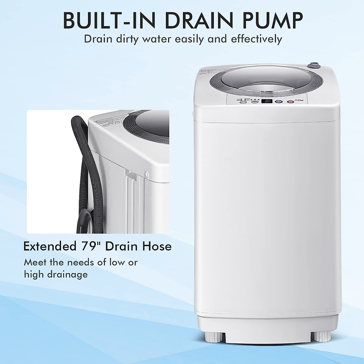 COSTWAY Portable Washing Machine, 8Lbs Capacity Full-automatic Washer with 6 Wash Programs, LED Display, 3 Water Levels, Compact Laundry Washer and Dryer Combo for Home, Apartment, Dorm, RVs