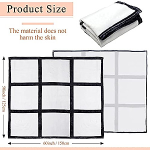 Peryiter Sublimation Flannel Throw Blanket and 2 Pieces Blank Pillow Cases 60 x 50 Inches Personalized Custom Photo Blanket with 9 Printable Panels Soft Blanket Pillow Covers for Home Supplies