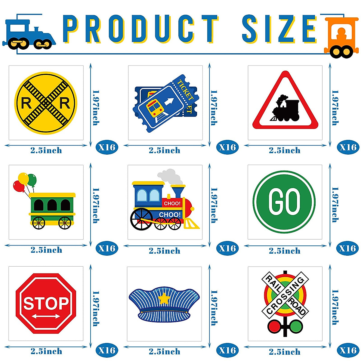 144 Pieces Train Temporary Tattoo Train Party Toddler Tattoos Train Theme Boys Tattoos Railway Tattoo Decoration Kid Tattoos for Boys Fake Tattoo Sticker Birthday Party Supplies for kids