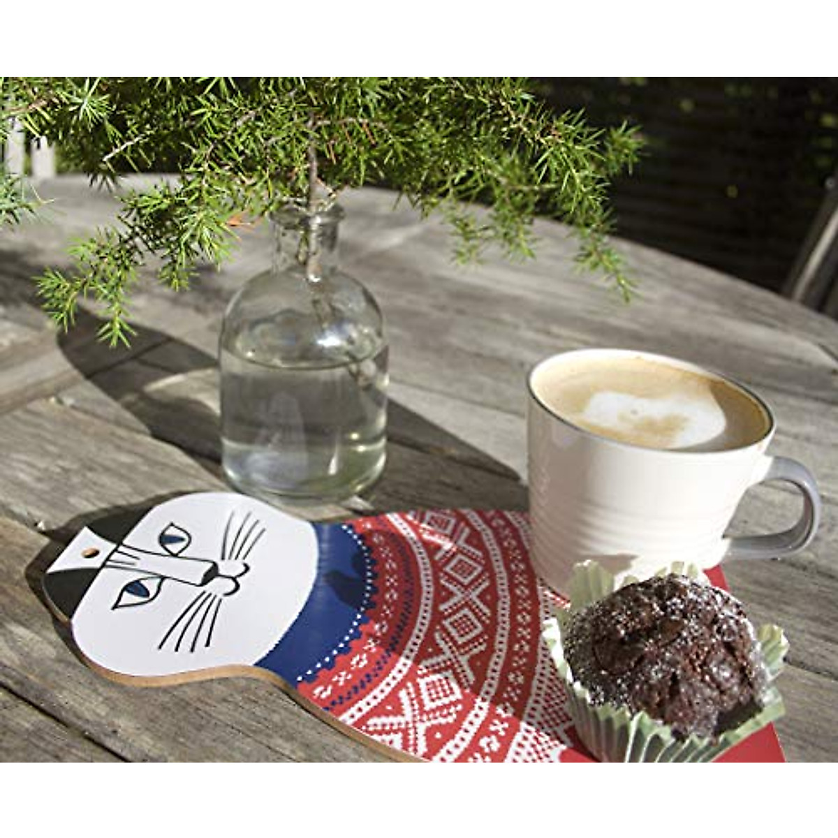 Marius Trulls Lisa Larsson Pattern Cat Shape Kitchen Chopping Cutting Board/Sandwich Tray - Opto (Red)